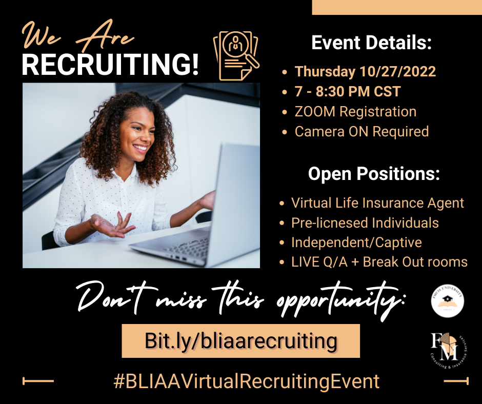 BLIAA Virtual Recruiting Event 10/27/2022