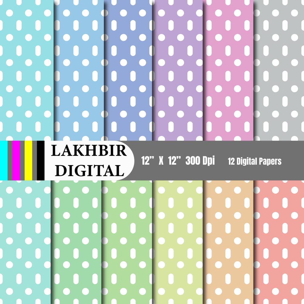 Pastel Polka Dots - seamless digital papers of 12 - 300 Dpi | LAKHBIR ...