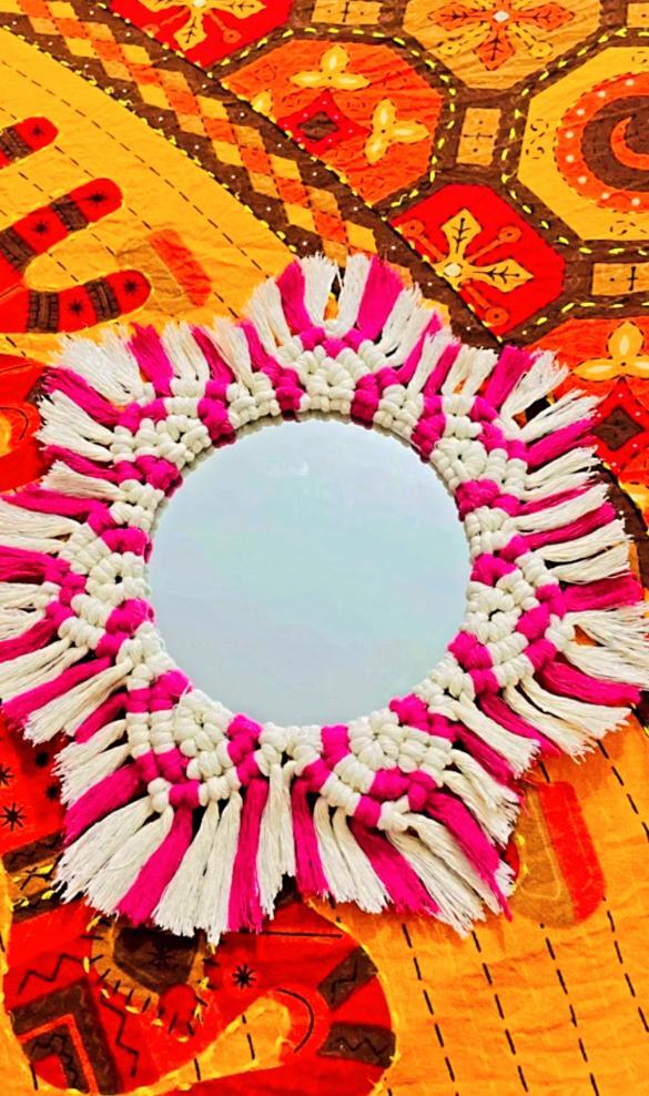 Macrame wall hanging | Mirror | 12 Inch | Bohemian Elegance | Handmade ...