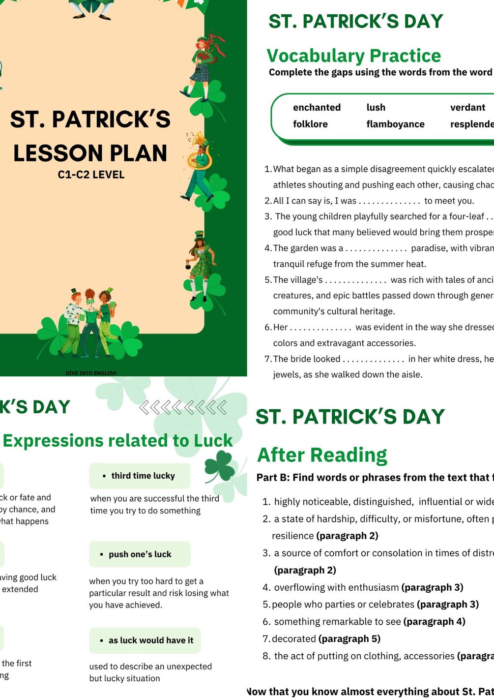 St. Patrick’s Day Lesson Plan C1/C2 Level