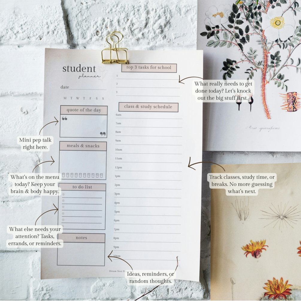 Student Planner – Printable Sheet