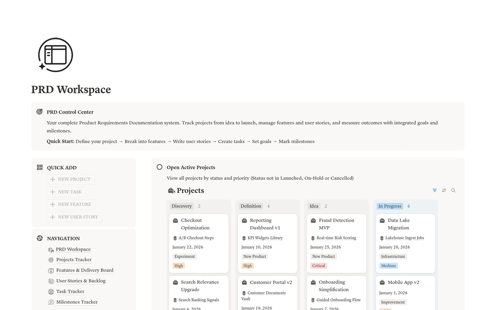 Product Requirements Doc Workspace : PRD System for Product Managers ...