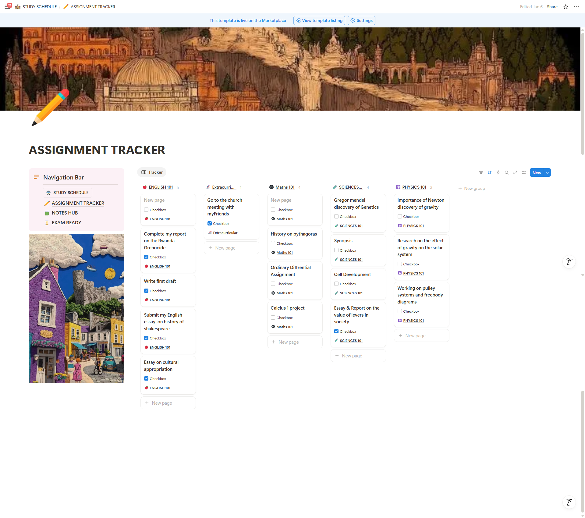 School Schedule Notion Template - Notion Circles