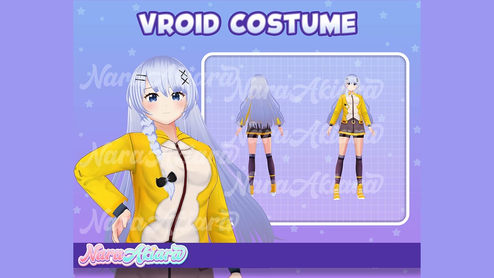 Show Your Style with 3D Vroid Clothes Yellow and White Casual Uniform ...