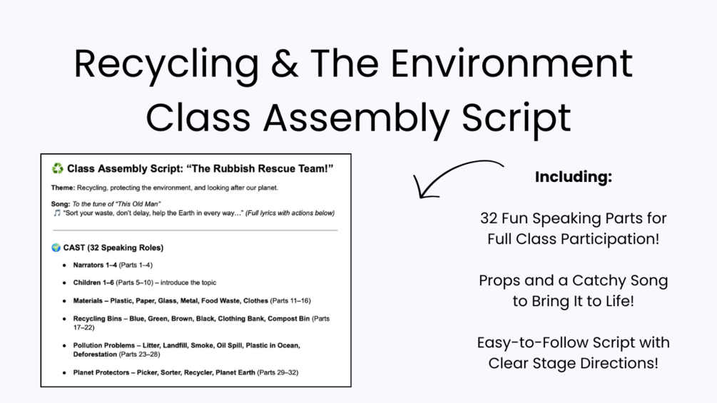 Recycling & The Environment (KS1) Class Assembly Script