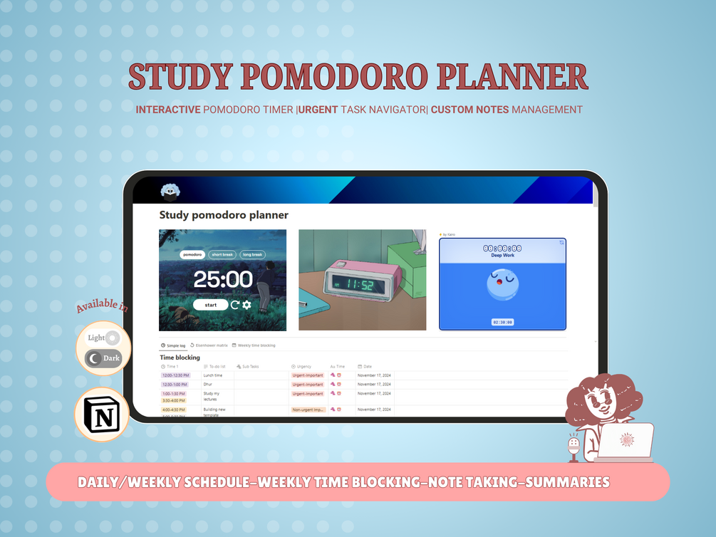 Study Pomodoro planner (Update)