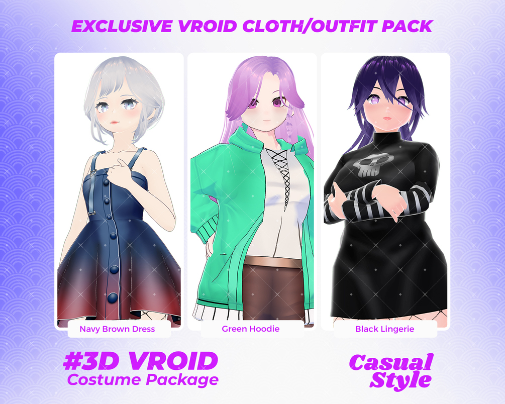 VRoid Clothing Pack, Streaming Chic, Clothes, Kawaii Clothes, Girl ...