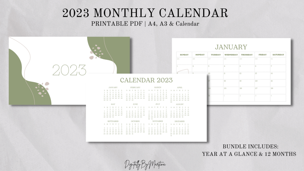 2023 Calendar Minimalistic - Olive