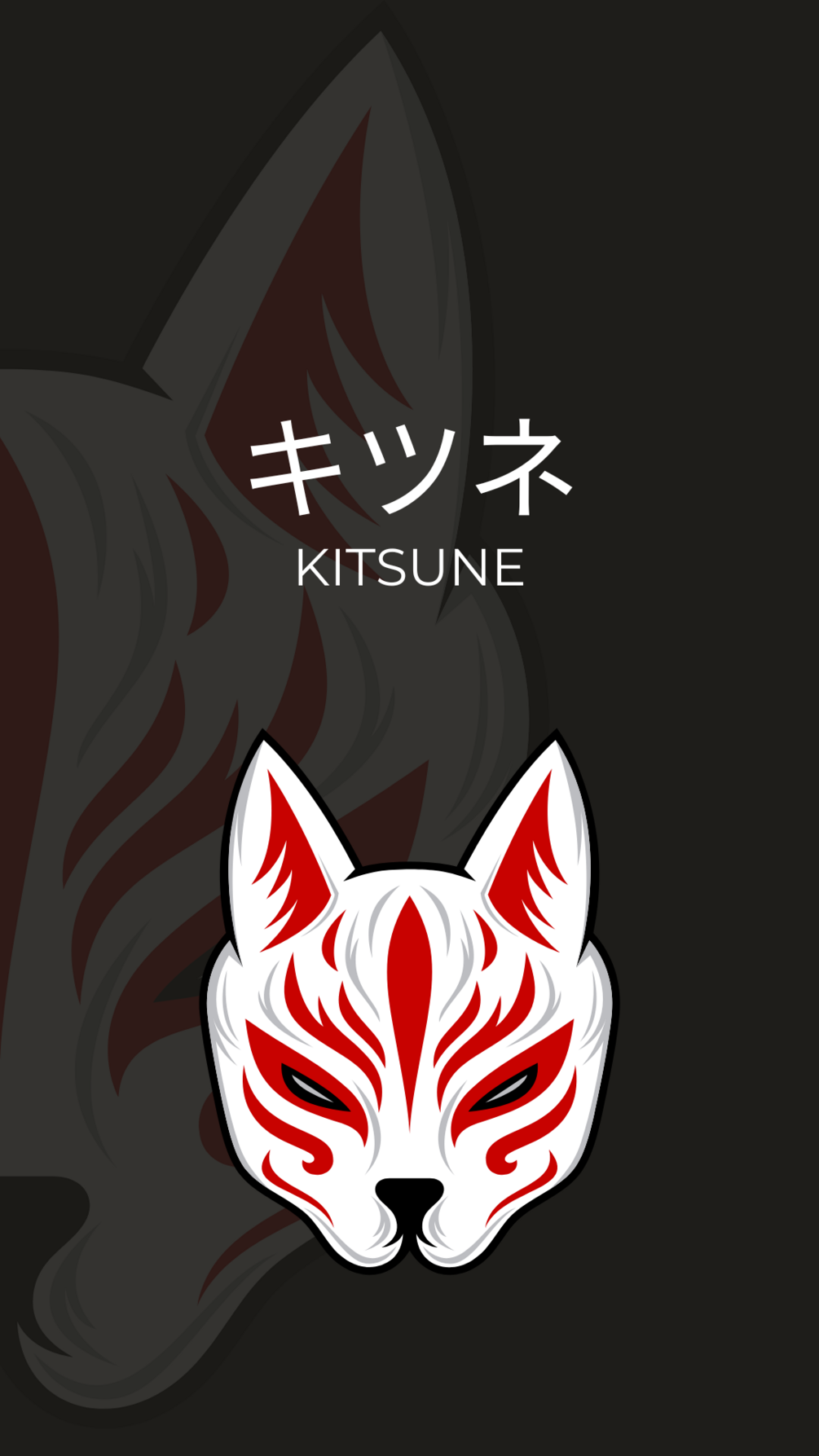 Grey White Japanese Kitsune Mask Phone Wallpaper – Minimalist Aesthetic Background for iPhone ...