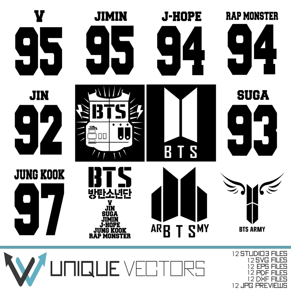 BTS 12 Vector Pack (SVG, EPS, DXF, PDF, STUDIO3)
