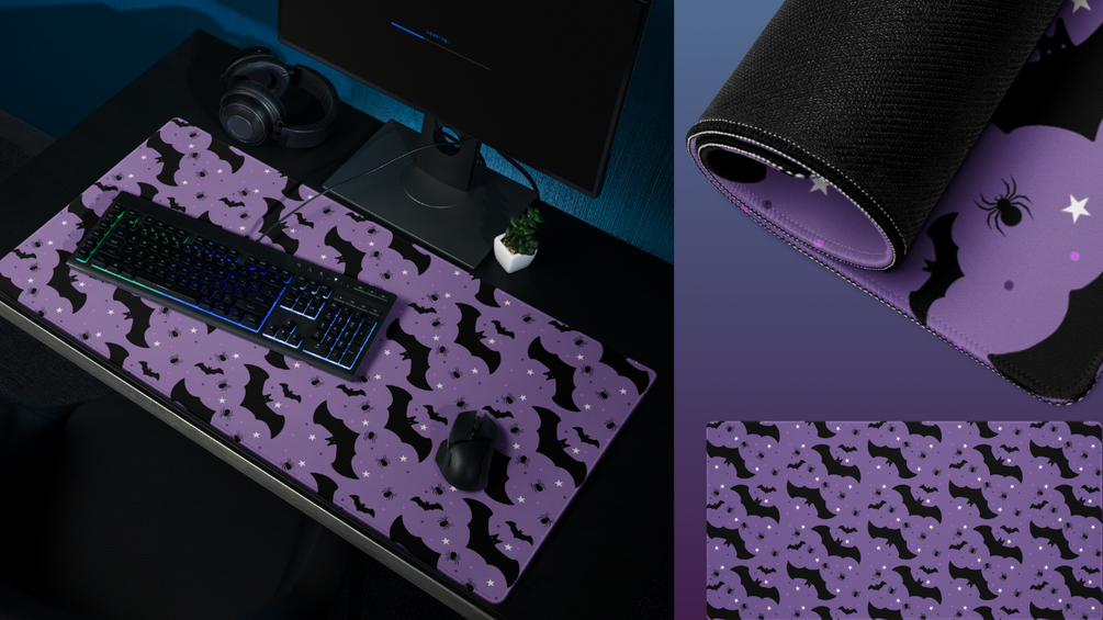 Spooky Bats Gaming mouse pad 36x18"