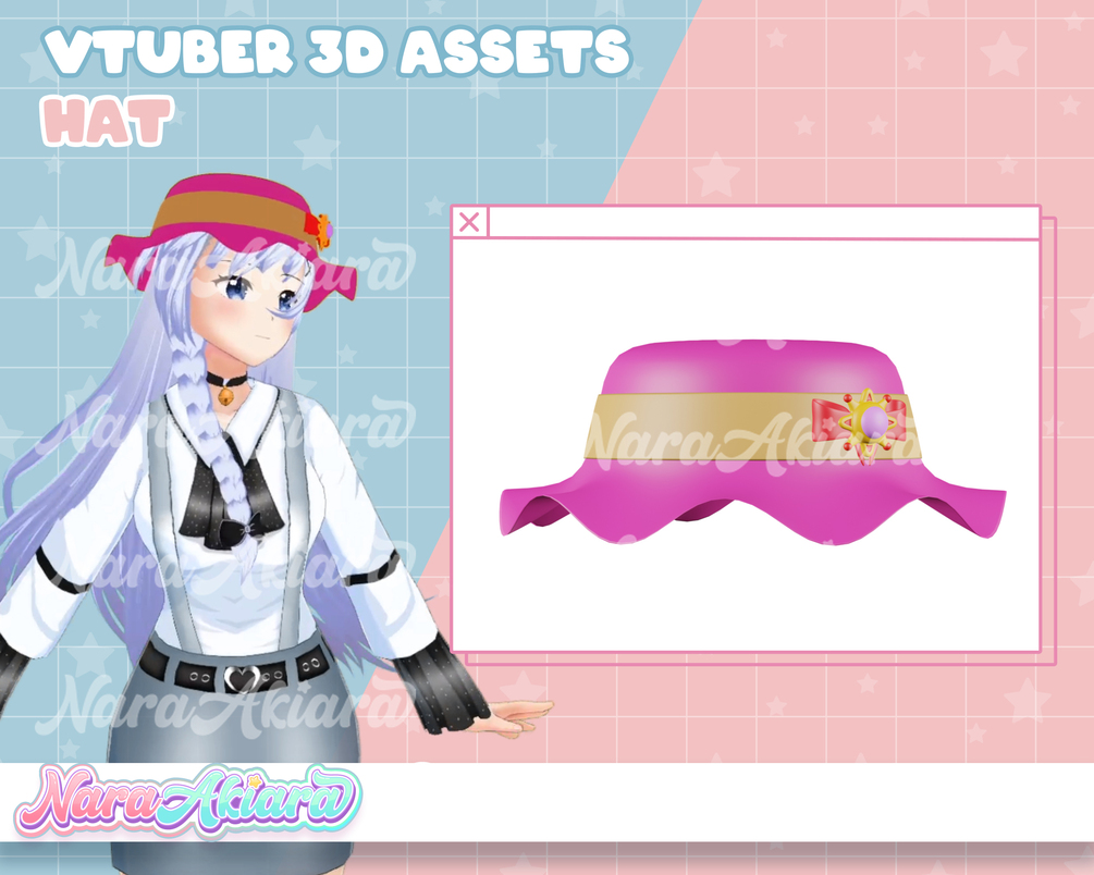3D Vtuber Assets Hat V3 Vroid Commission, 3D assets ready to use vtuber ...