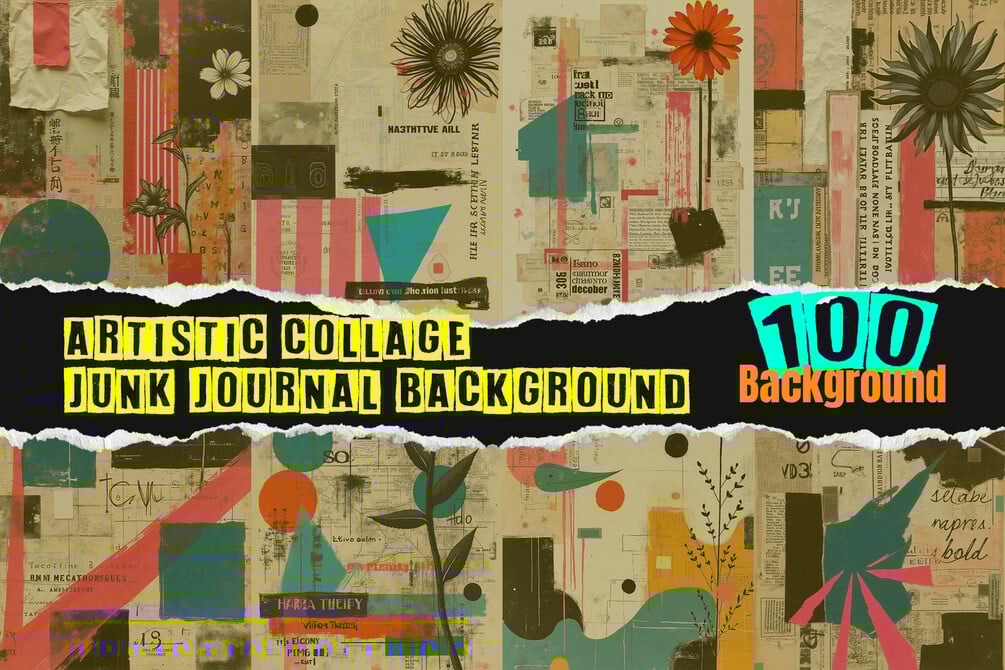 100 Artistic Collage Junk Journal Background