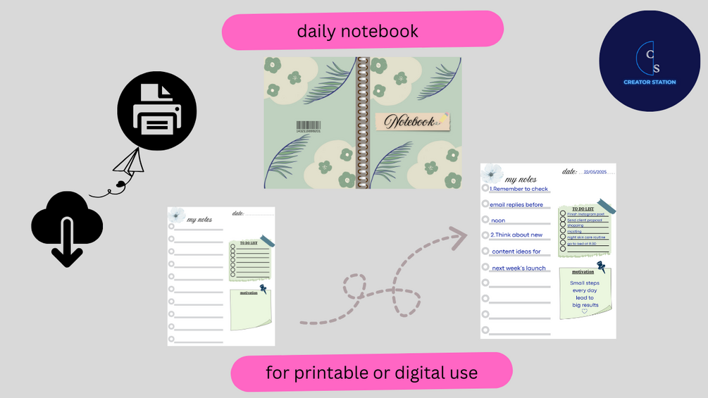 Elegant Daily Notebook – 100-Page Printable Journal