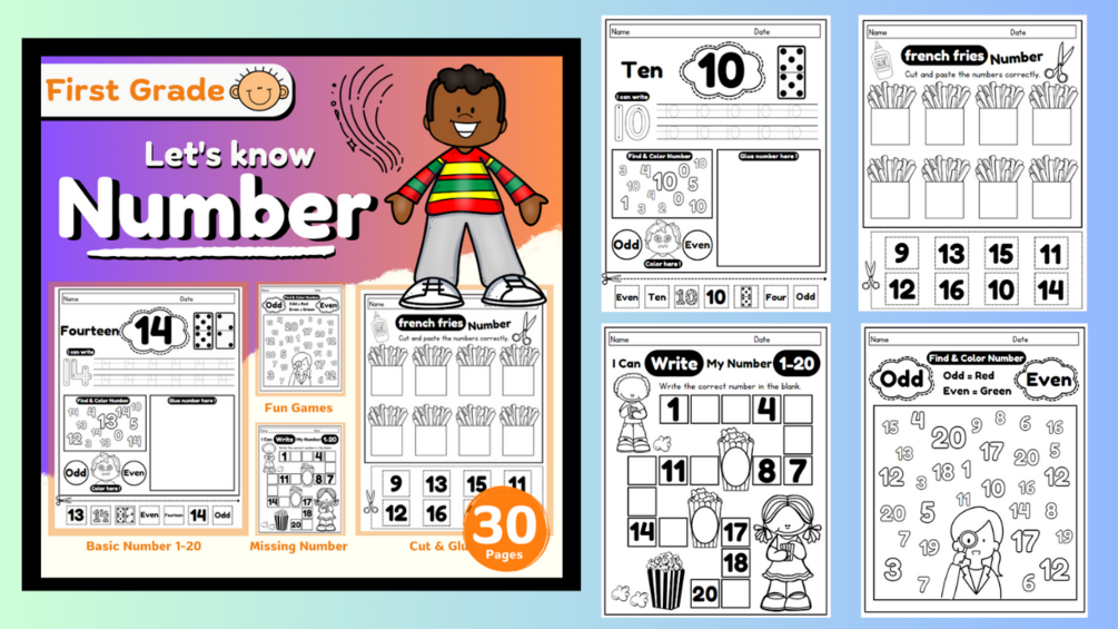 First Grade Let's Know the Number Math Teen Worksheets Tracing ...