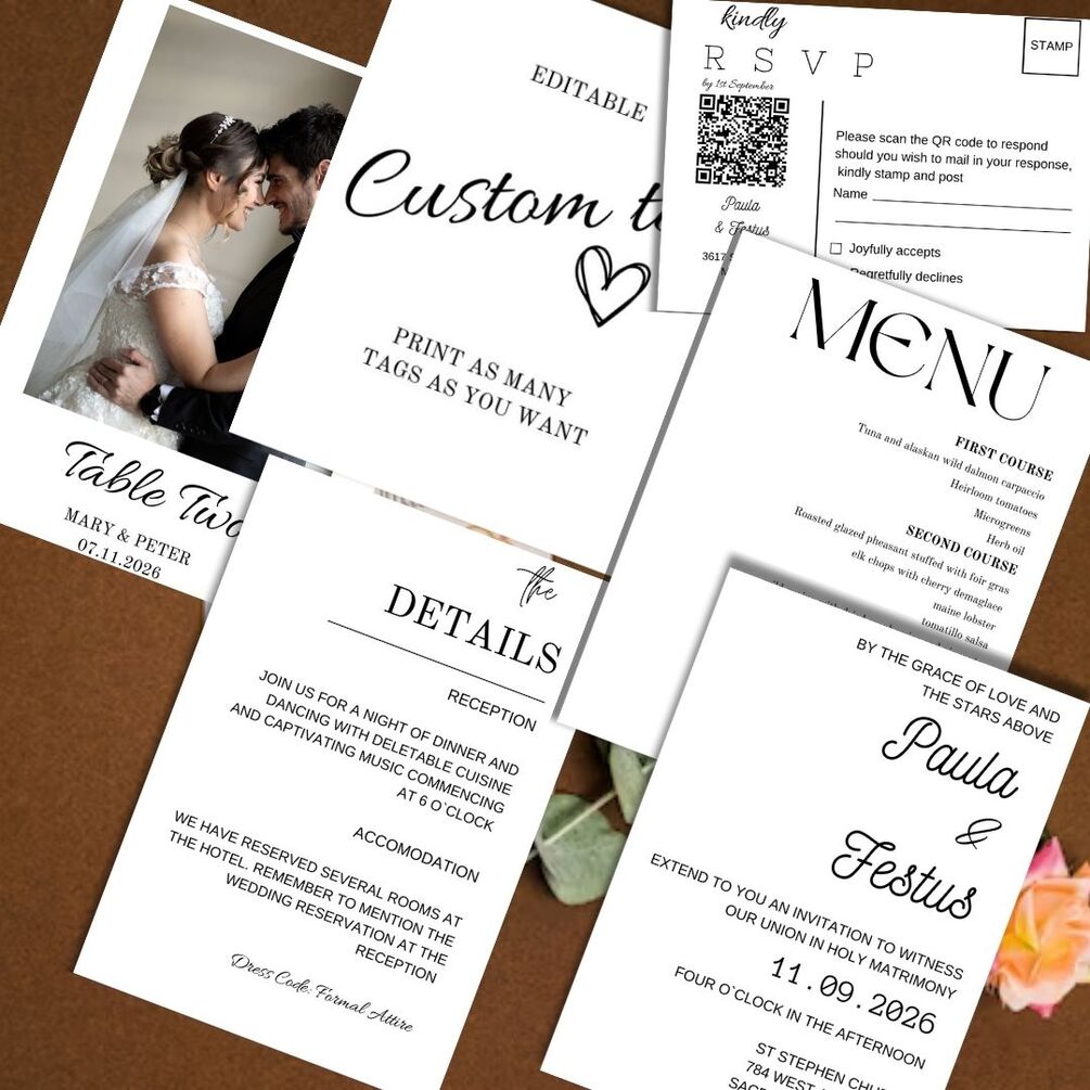 Minimalist wedding template bundle, Wedding templates, Canva templates ...