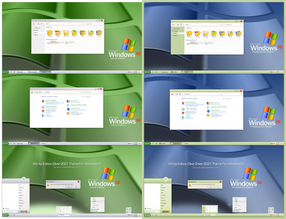 WinXp Edition 2021 Silver And Olive Green Theme For Windows 10