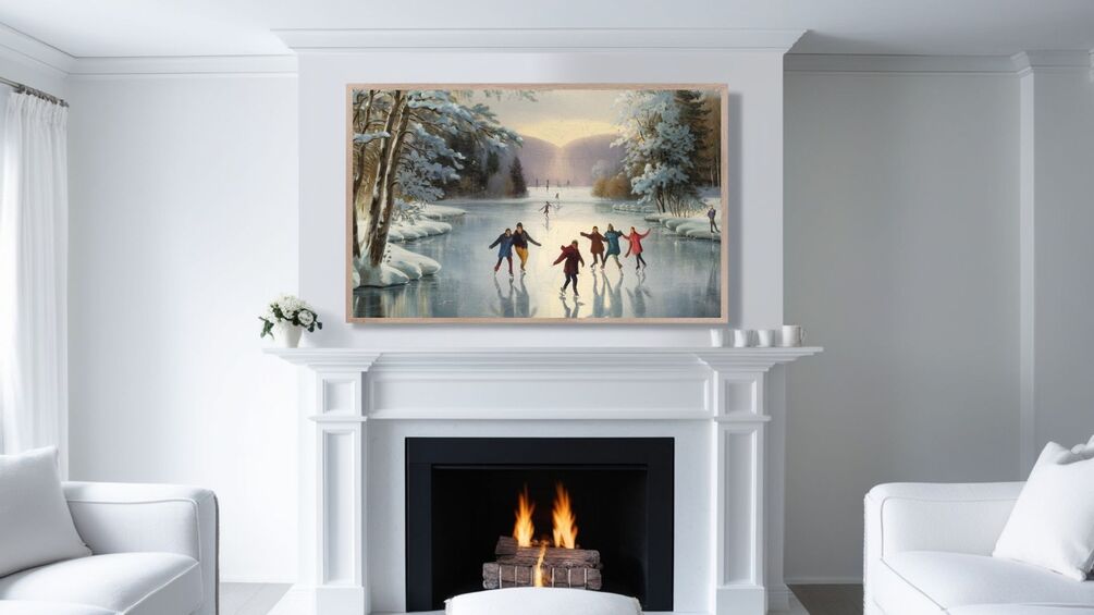 Nostalgic Winter Landscape - Rustic Digital Art for Frame TVs