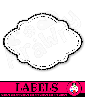 Scallop Label Borders - Commercial Use Clip Art Set