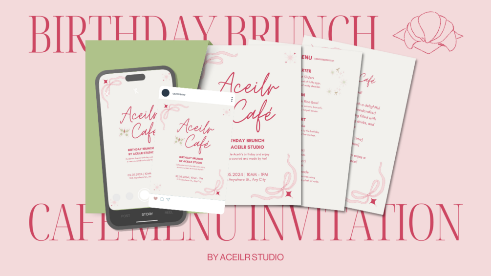 [Editable] Birthday Brunch Café Menu Theme Invitation Canva Template ...
