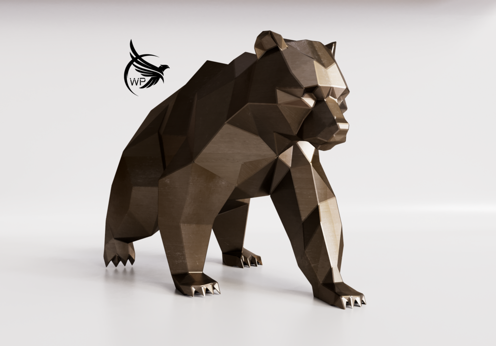 Metal Bear Bear low Poly DXF Template Metal Sculpture Minimalism Steel ...