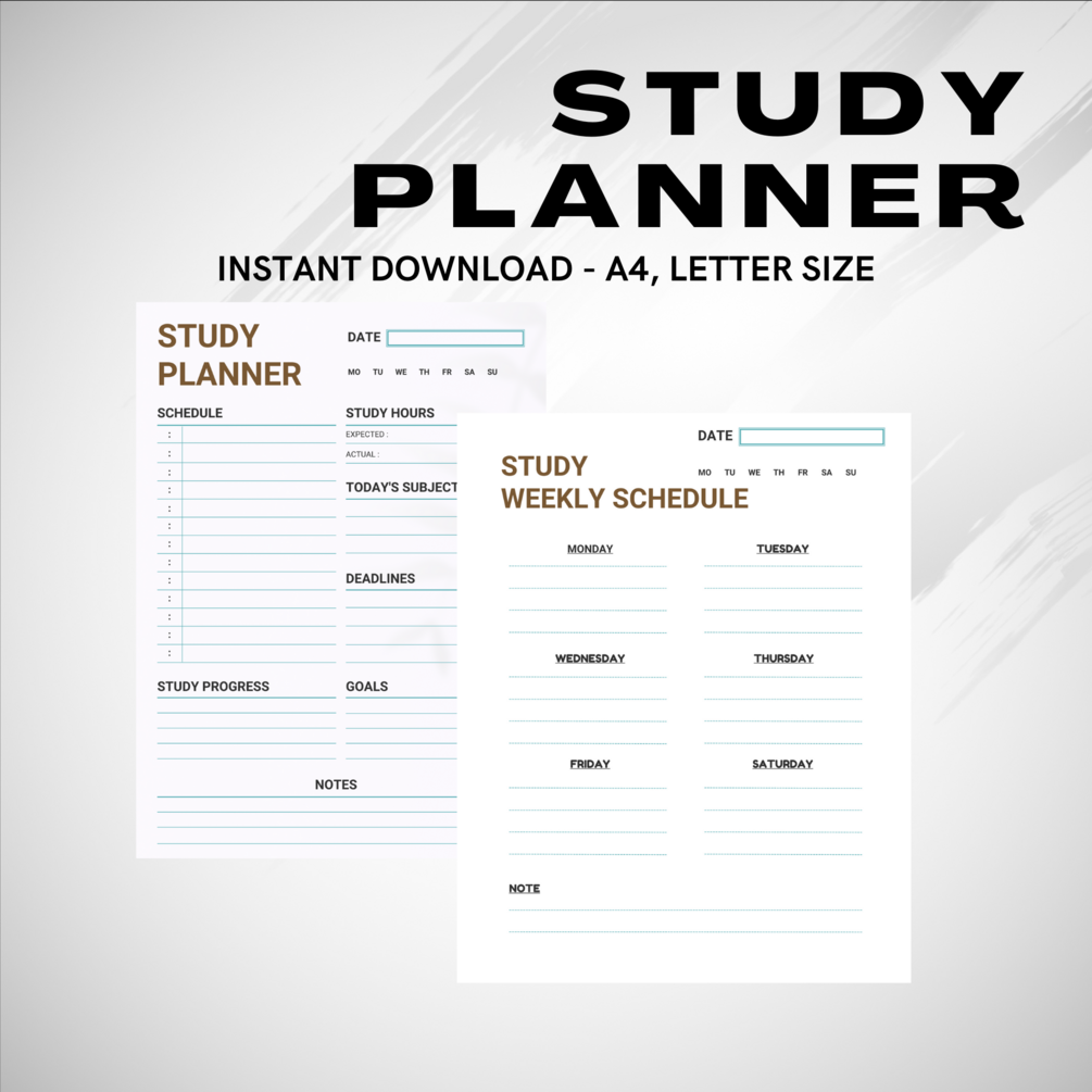 Printable Study Planner Student Academic Planner/ A4/ Instant Download