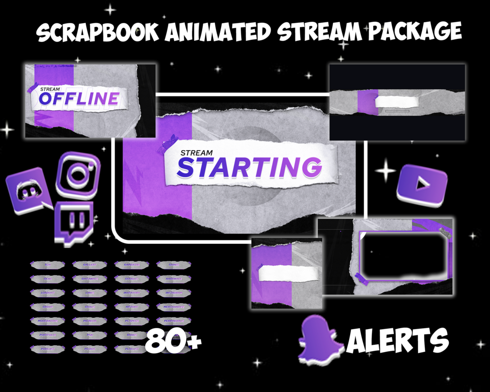 Scrapbook Live Stream Package for Twitch/Youtube