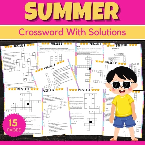 Summer Flip Flop day Crossword Puzzles with Solution - Fun End of the ...
