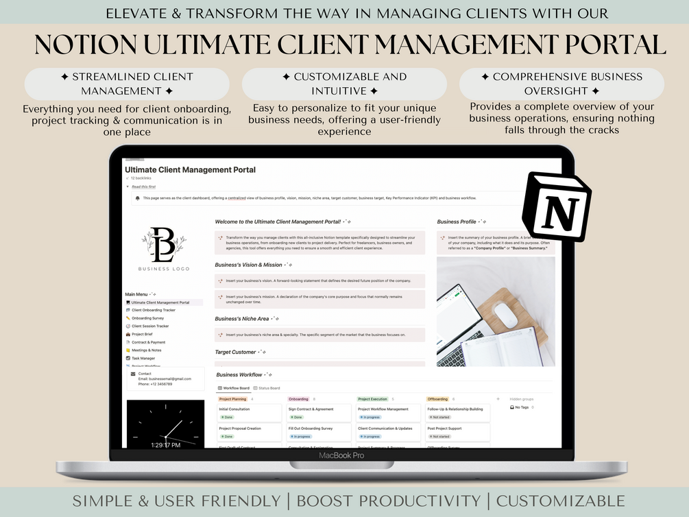 Notion Ultimate Client Portal | Customer Onboarding Checklist | Notion Template | Easy Business ...