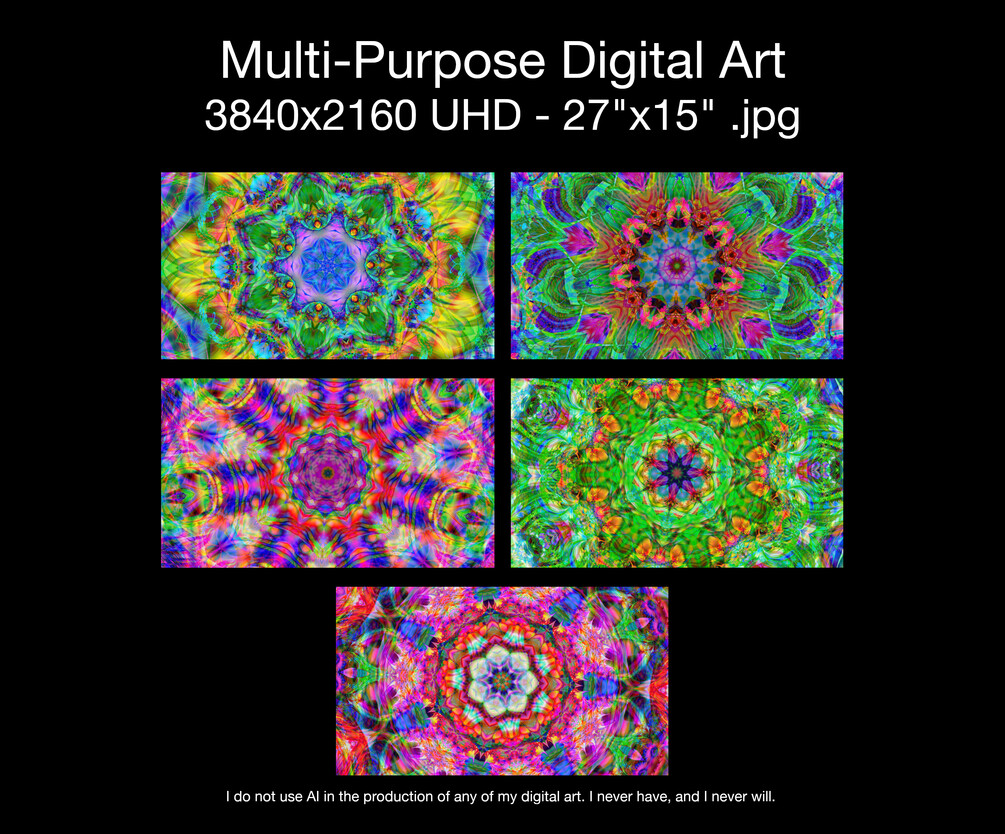 5 Pack Multi Purpose 4K Digital Art #23 - Psychedelic printable art for ...