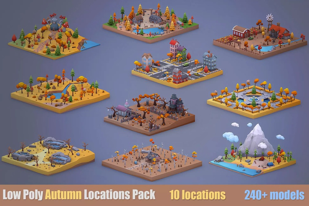 Low Poly Autumn Locations Pack