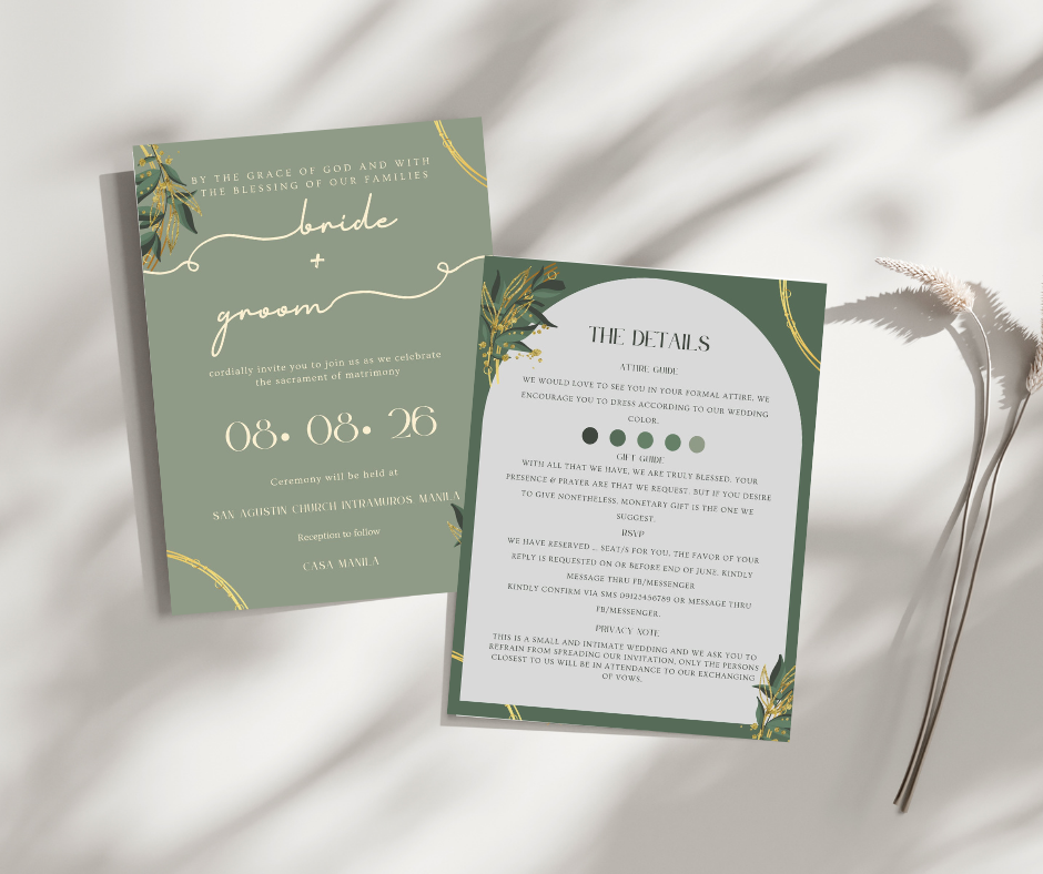 Wedding Template Online Green and Gold Palette I Nuptial Program ...