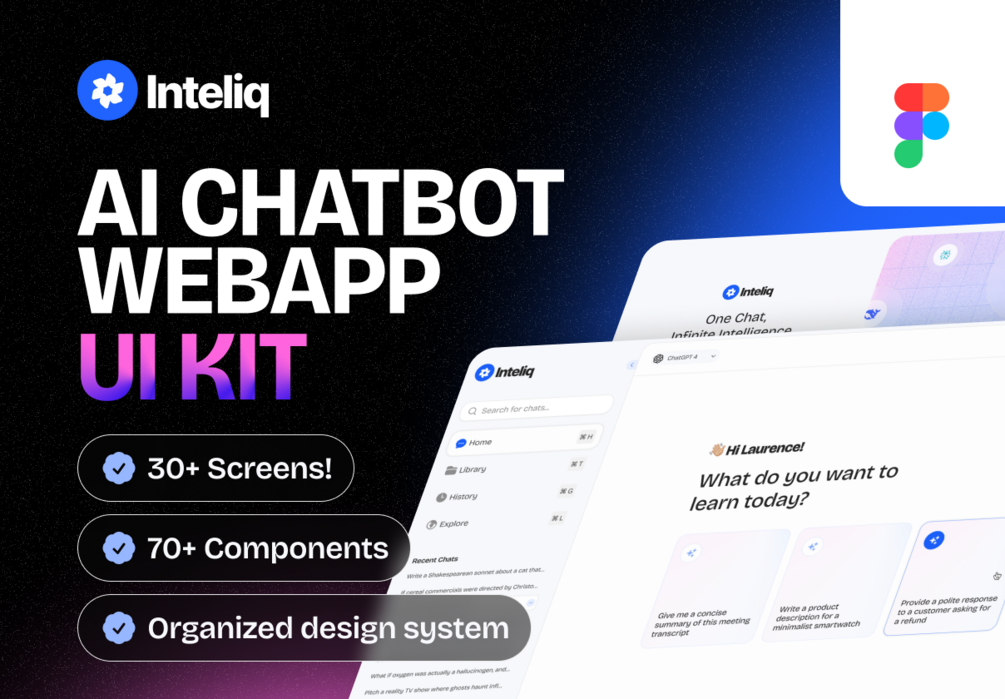 Inteliq | AI Chatbot Webapp UI Kit for Figma