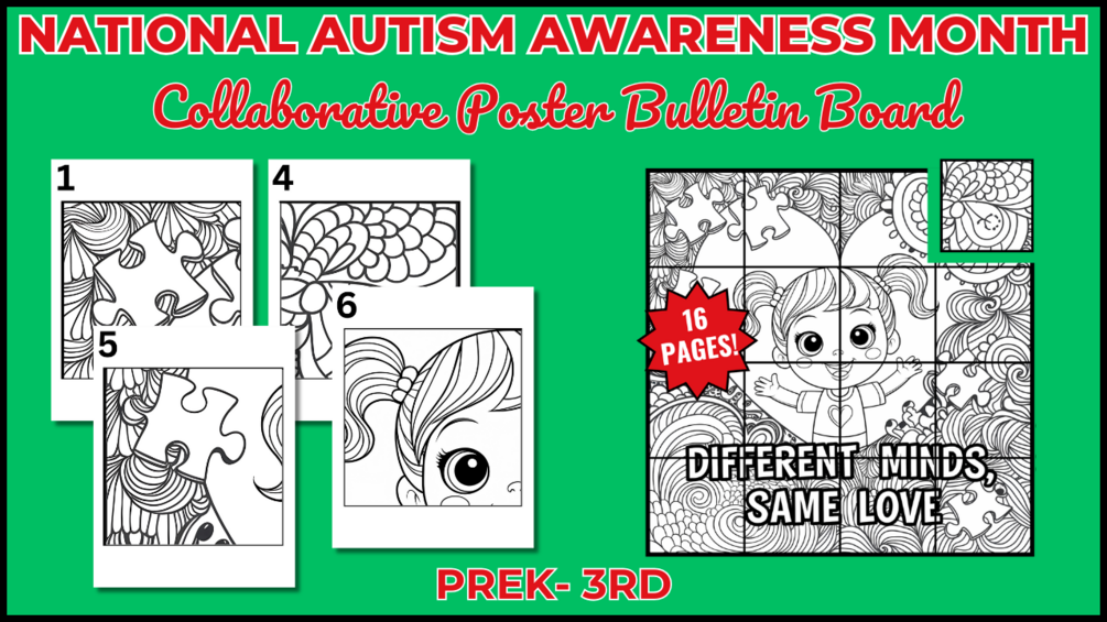 Autism Awareness Month Coloring Pages: Collaborative Poster Bulletin ...