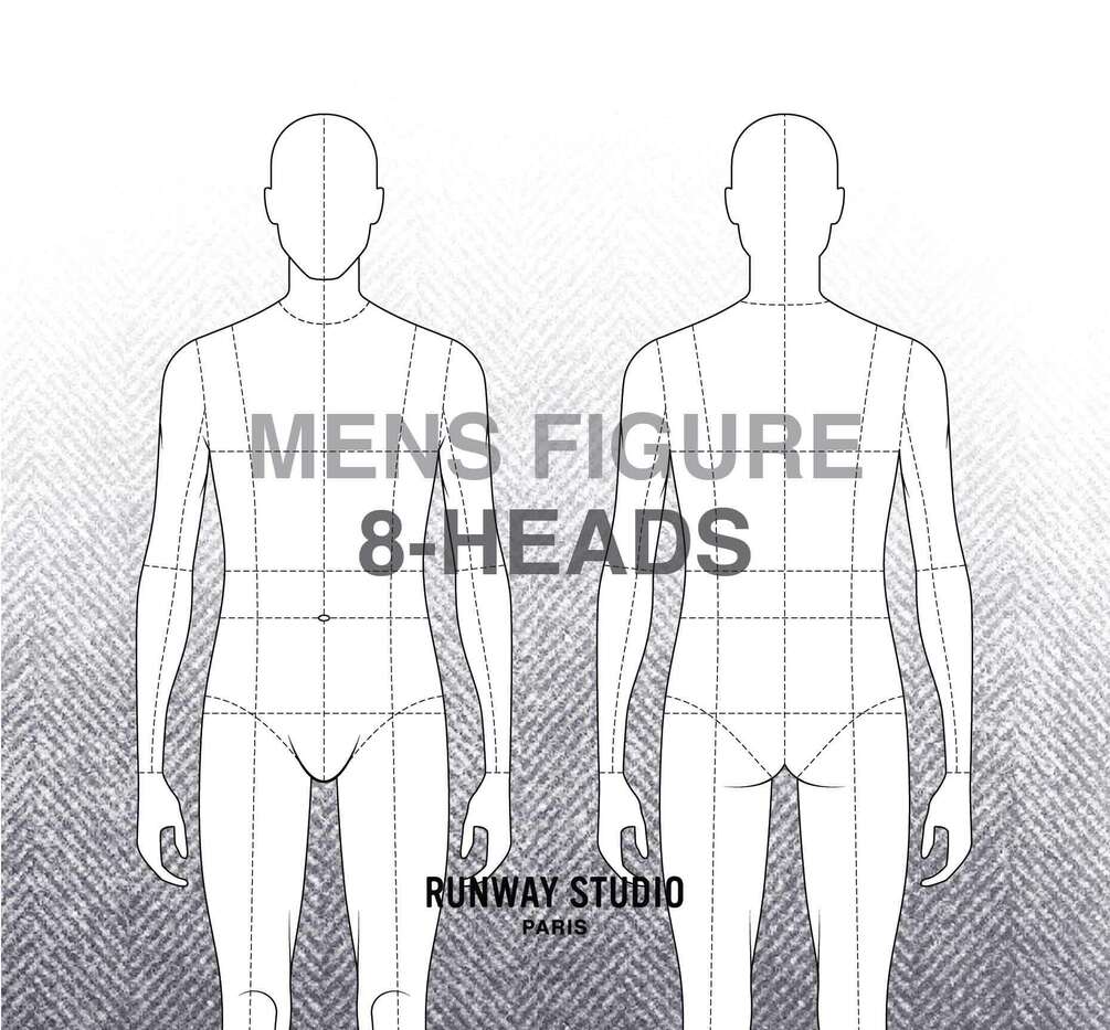 Men's 8-Head Figure Body Template