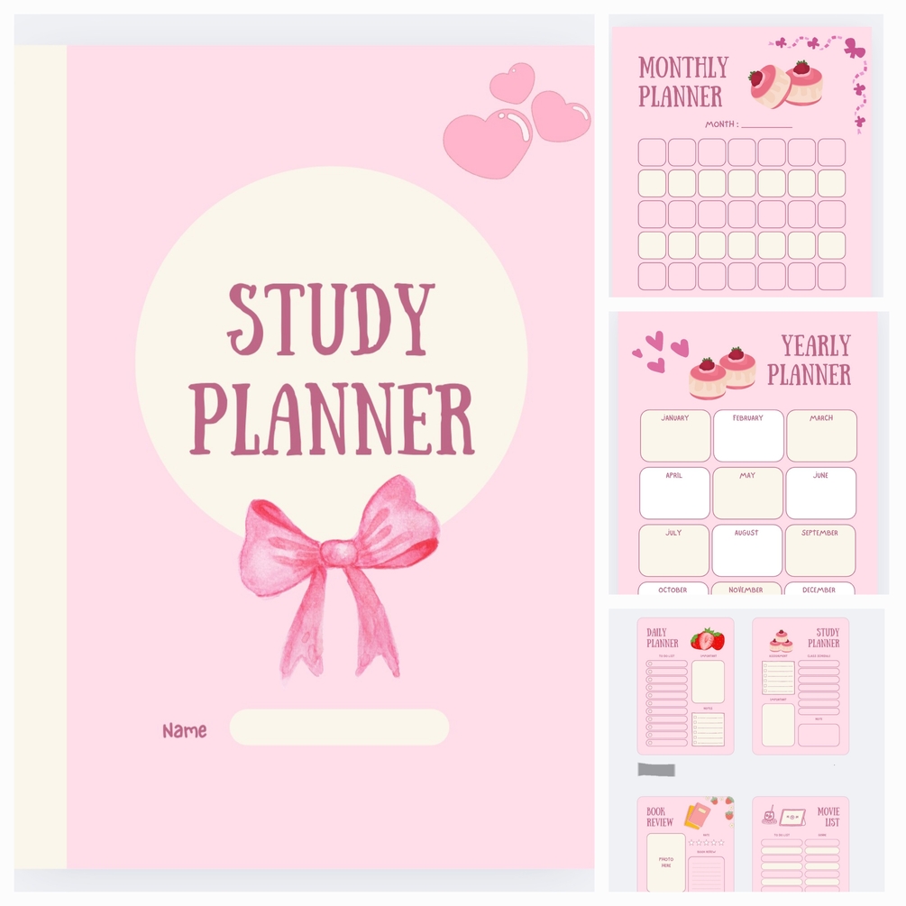 Pink Aesthetic Study Planner (Printable PDF)