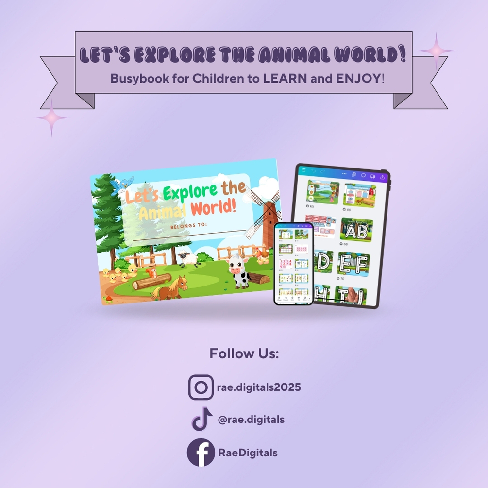 🦁 Let’s Explore the Animal World! – Printable Busy Book PDF for Kids