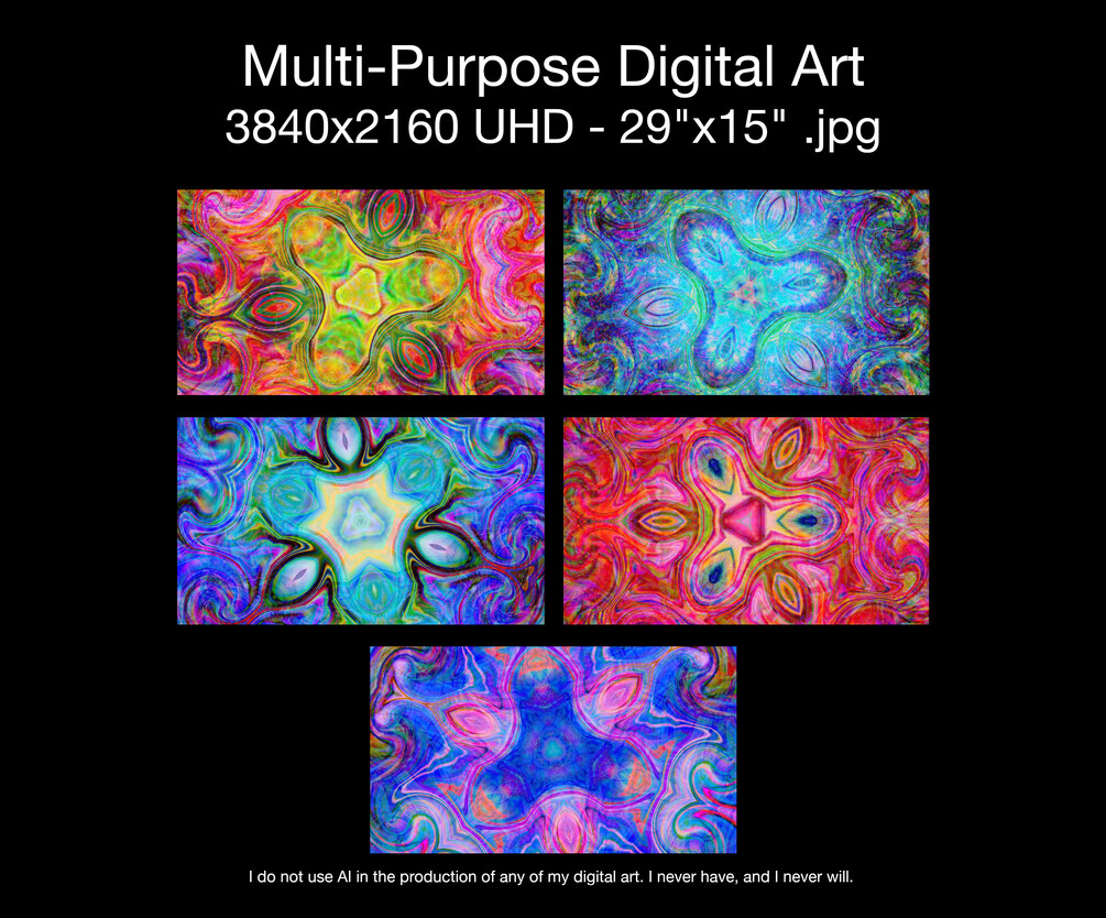 5 Pack Multi Purpose 4K Digital Art #10 - Psychedelic printable art for ...