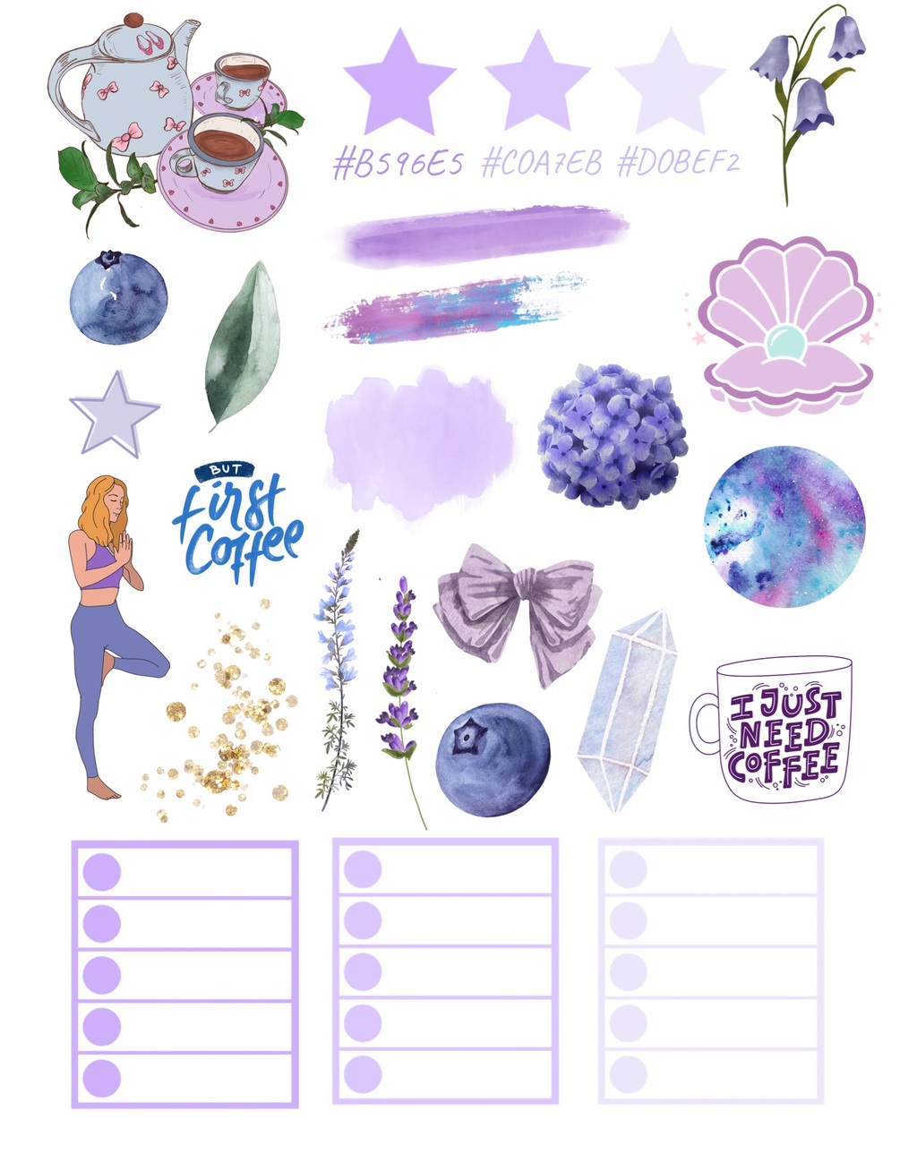 Lavender themed GoodNotes Sticker Pack