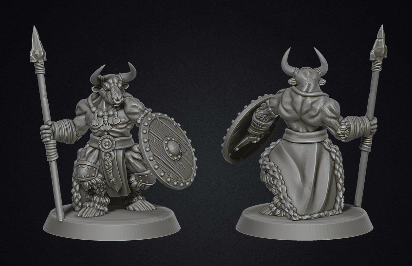 Male minotaur barbarian or warrior Tabletop miniature figure