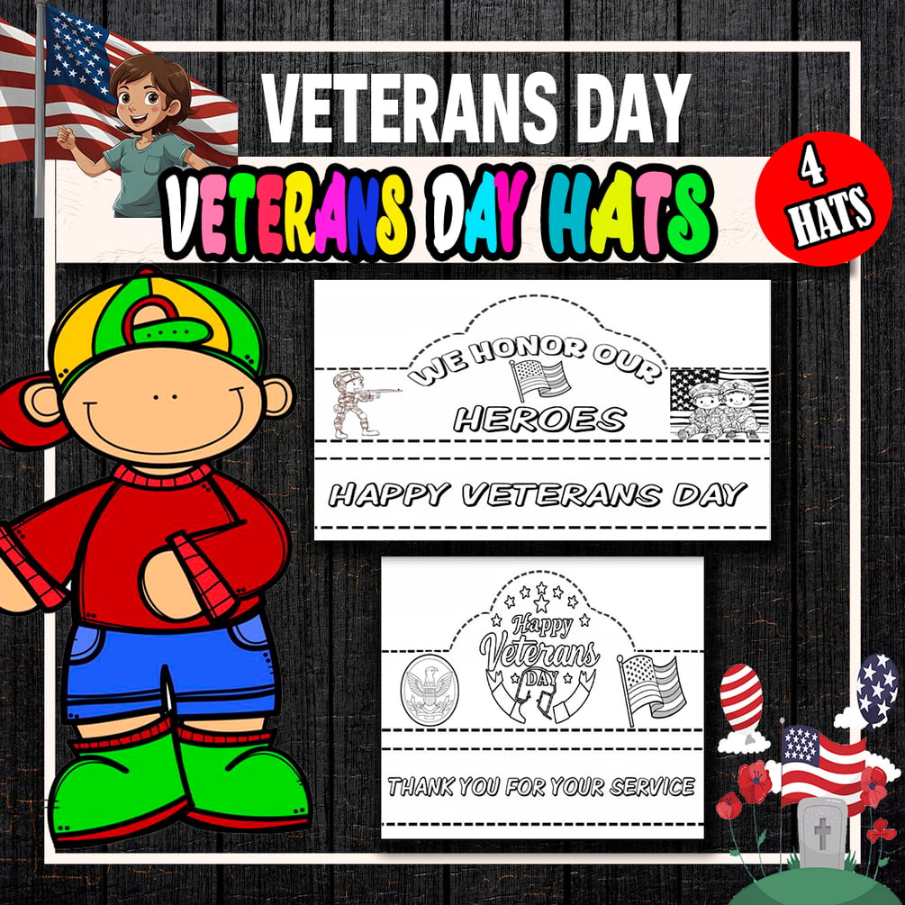 Veterans Day Hat Crown Craft Activity for Preschool and Kindergarten