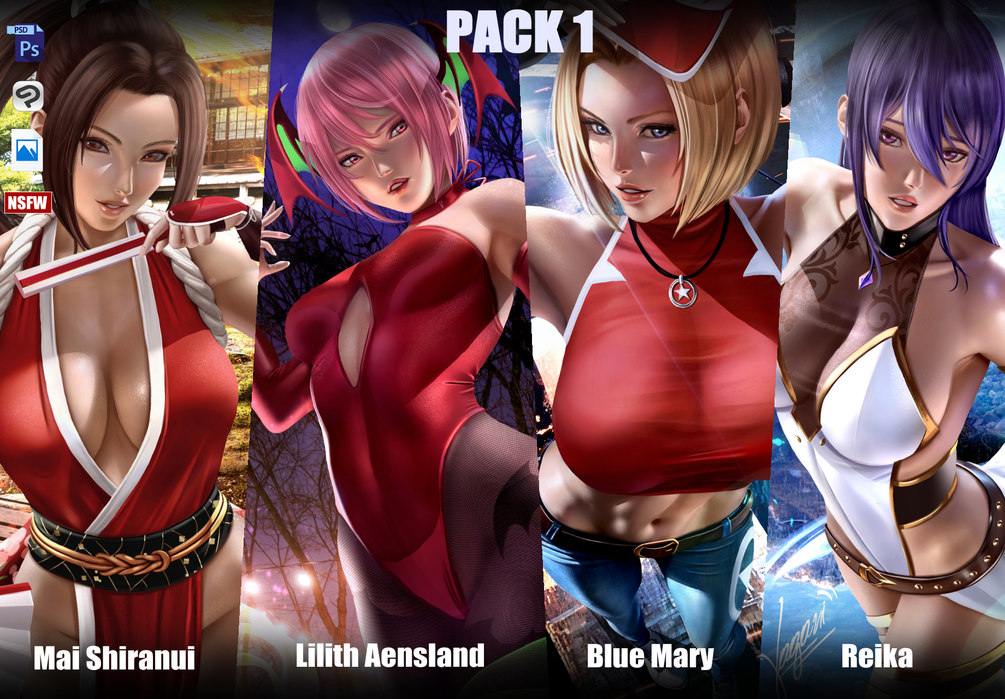 SPICY Pack 1: Mai Shiranui, Lilith Aensland (Original Halloween costume), Blue Mary, Reika ...