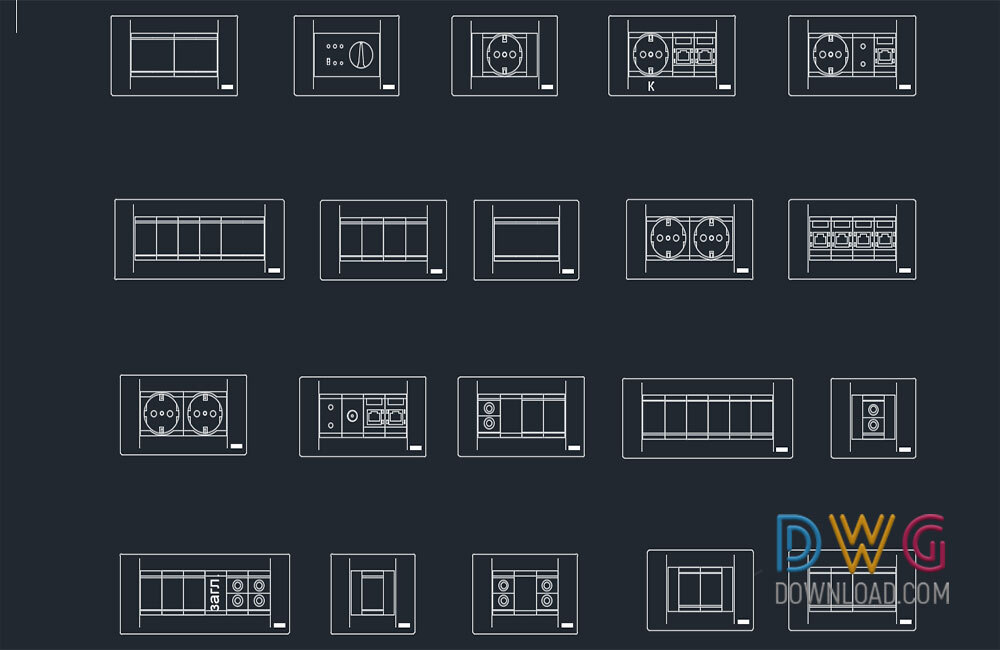 Electrical Sockets Switches Cad Blocks - FN0484