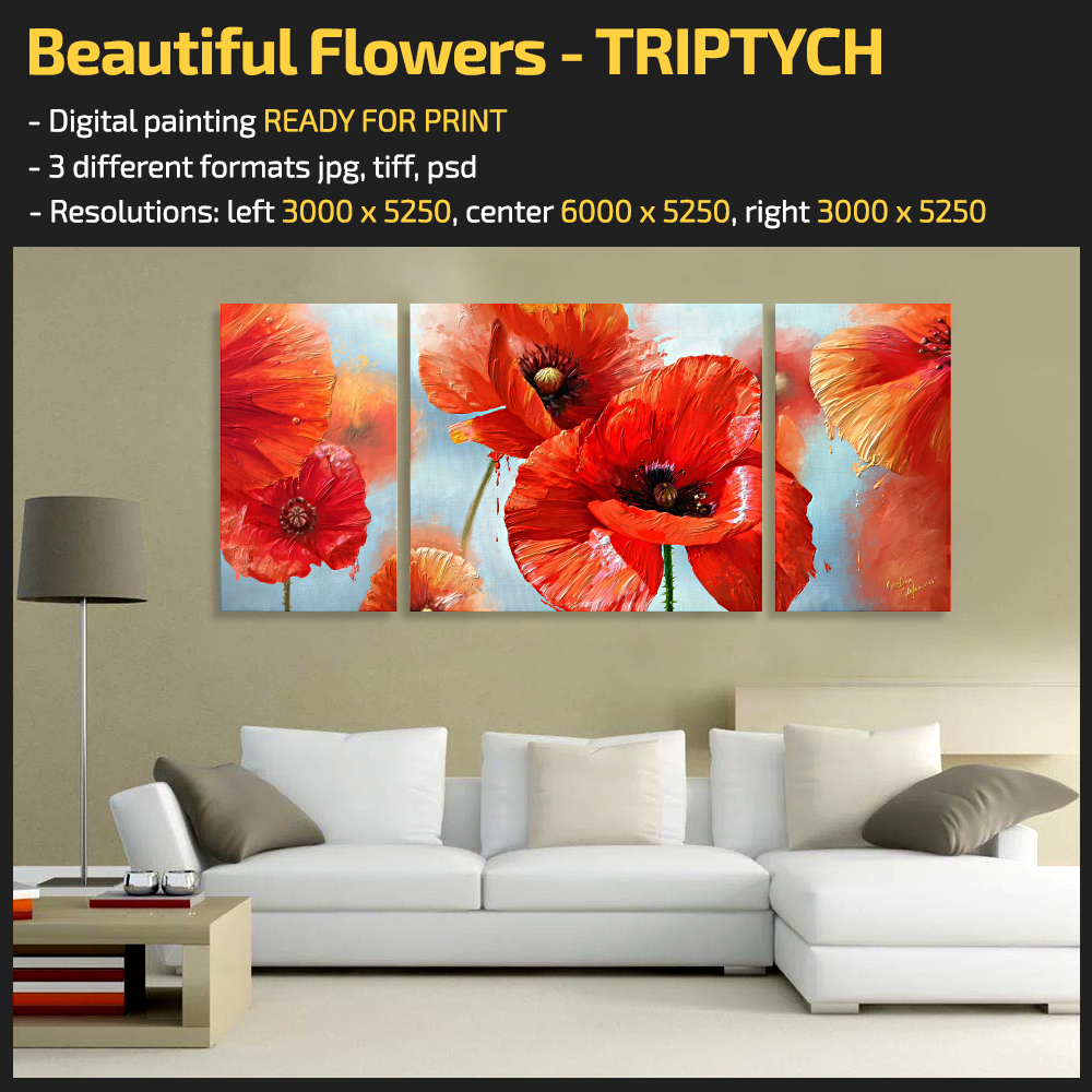 Beautiful Flowers - TRIPTYCH