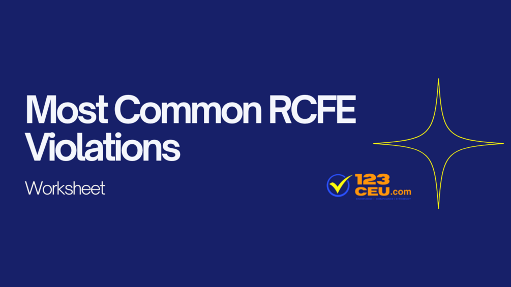 Worksheet: Most Common RCFE Violations Checklist