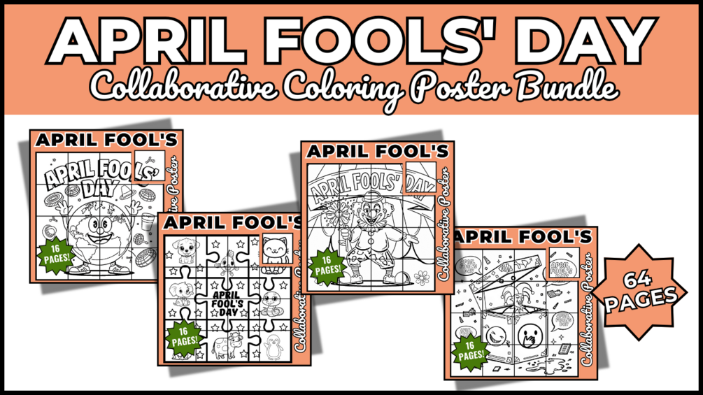 April Fools' Day Collaborative Poster Art Coloring Pages Bundle