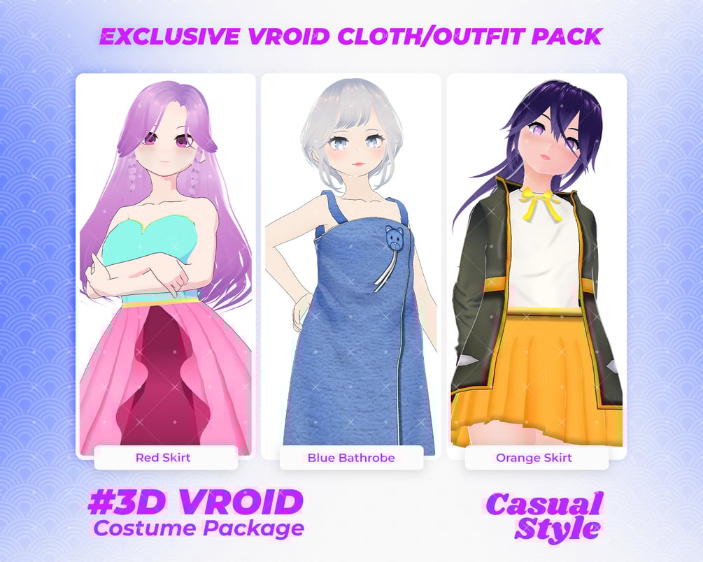 VRoid Clothing Pack, Girl Influencers, Clothes, Kawaii Clothes, Casual ...