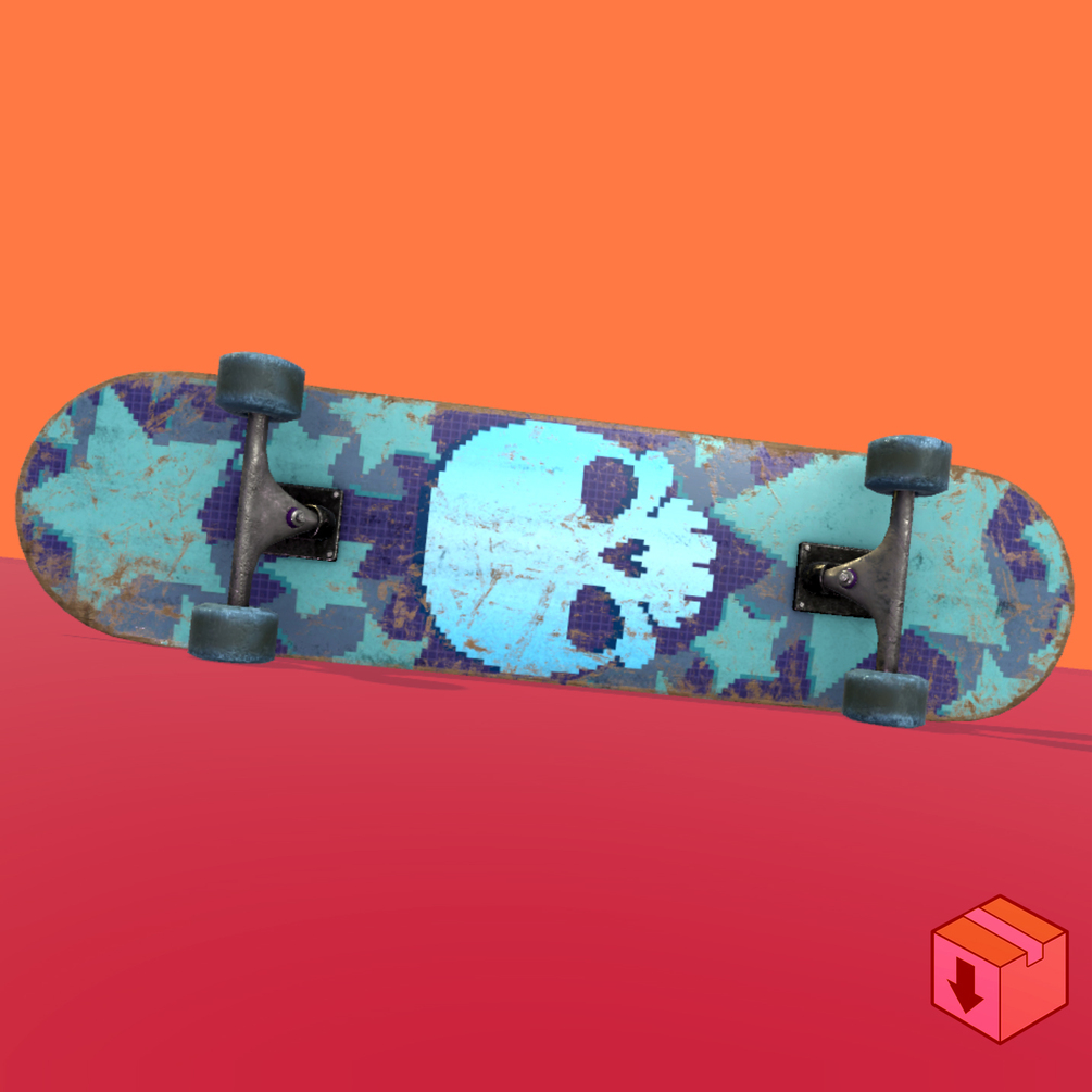 Heavily Used Skateboard - Game Asset