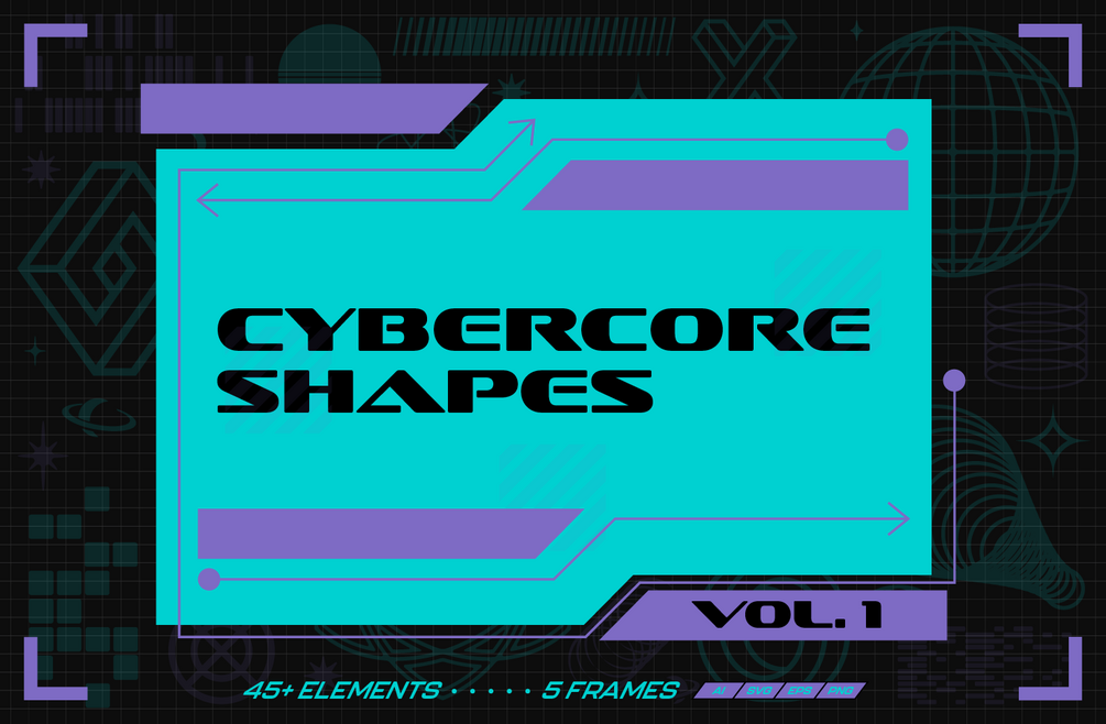 Cybercore Vector Pack Vol. 1 – 45+ Futuristic Digital Design Assets ...