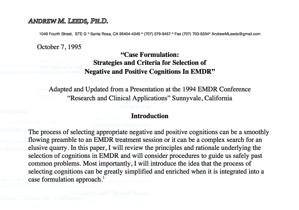 Article: Case Formulation: Strategies and Criteria for Selection of ...